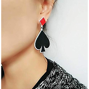 Playing Cards Pattern Drop Earring Fashion Party Gift Charms Hearts Spades Plum Poker Acrylic Earring Jewelry (Short)