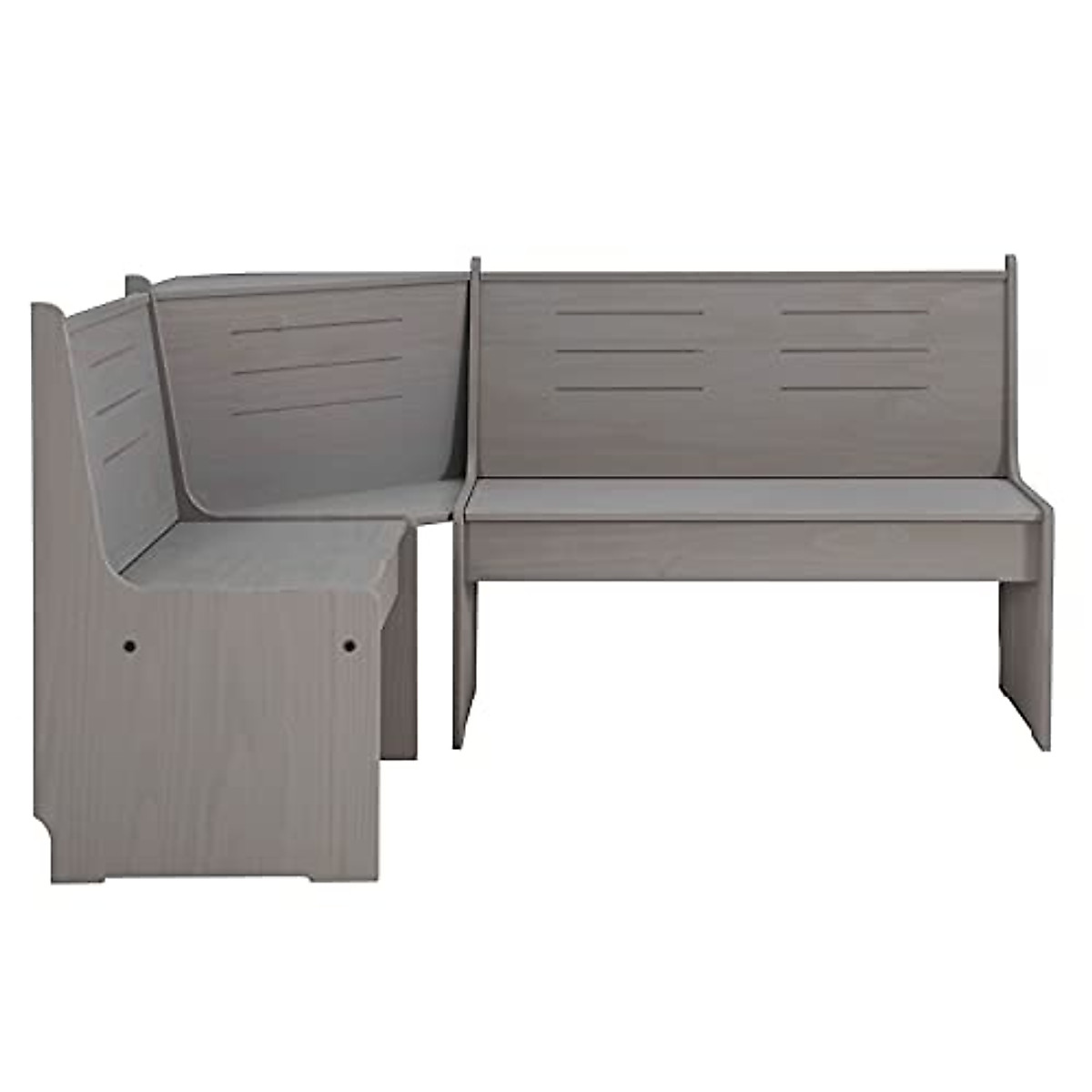 Riverbay Furniture Pine Wood Indoor 3 Piece Kitchen Corner Table Booth Bench Breakfast Dining Nook Set Dining Nook Set in Gray