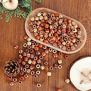 JPSOR 300pcs 12mm Painted Wooden Hair Beads, Round Loose Wood Beads Bulk for Braids, African Beads for Hair, Jewelry Making, Craft DIY, Macrame Rosary Bracelet Necklace Making