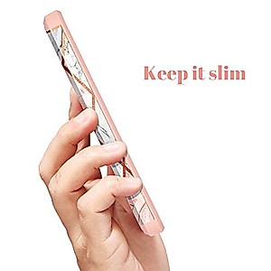 Fingic Case for Moto G7 Power, Case for Moto G7 Supra, Case for Moto G7 Optimo Maxx, Rose Gold Marble Design Shiny Glitter Bumper Hybrid Hard PC Soft Silicone Anti-Scratch Shockproof Protective Case