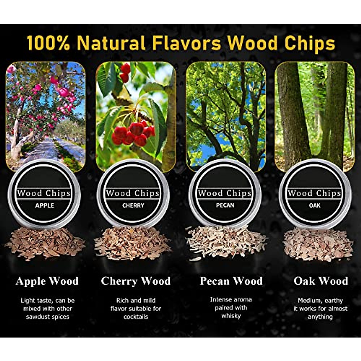 Cocktail Smoker Kit, Old Fashioned Kit for Whisky Bourbon, with Torch - Four Flavors Smoking Wood Chips, Drink Smoker Infuser Kit , Bar Set, Gifts for Him/Father/Husband/Friends（no Butane