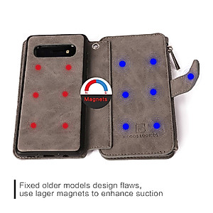 MODOS LOGICOS Case for Samsung Galaxy S10 Plus 6.4", [Detachable Wallet][Cash Storage][9 Card Slots 1 Id Window] Glitter PU Leather (Smooth Finish) Purse with Removable Inner Magnetic Case - Rose Gold