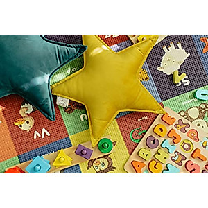 Velvet Pillows - Star Pillow Decorative for Bed - Pillow Bed for Kids - Cute Pillows for Bedroom - Fun Throw Pillows - Star Plush (Medium 15" x 15", Mustard Star) (Mustard Star)