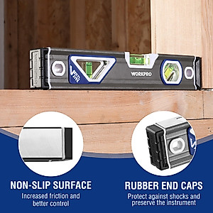 WORKPRO 10 Inch Torpedo Level, Small Leveler Tool, 3 Bubble Vials, Verti. Site, for Conduit Bending, Aluminum Alloy Construction