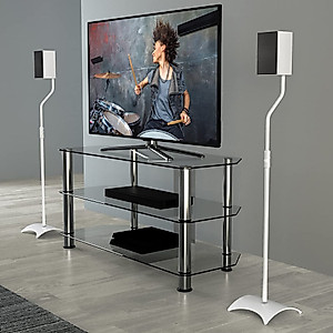 AVF Steel Speaker Floor Stands with Adjustable Height in White (Set of 2)