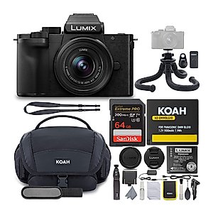 Panasonic DC-G100KK LUMIX G100 4K Mirrorless Vlogging Camera with 12-32mm Lens Bundle with 64GB SD Card, Gadget Bag Kit, Extra Battery, and 12-Inch Flexible Tripod (5 Items)
