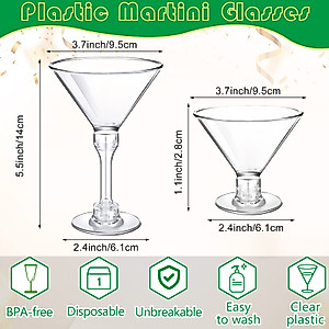 100 Pcs Plastic Martini Glasses 5 oz Disposable Cocktail Glasses Tall Mini Martini Plastic Cups Unbreakable Appetizer Dessert Cups for Margarita Wine Champagne Ice Cream Wedding Party Bar Event