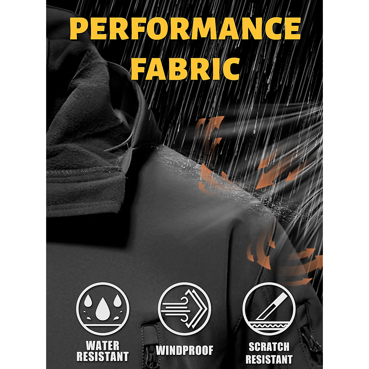 TACVASEN Men's Classic Fleece Liner Hooded Outwear Softshell Tactical Jacket Black,US L