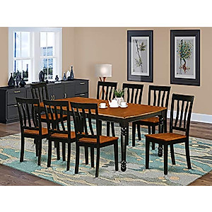 East West Furniture DOAN9-BCH-W Dining Set, 9 Pieces
