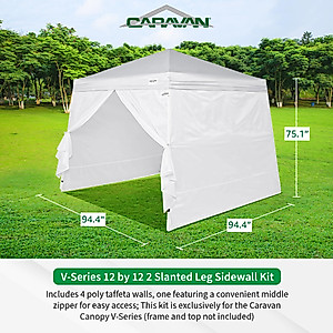 Caravan Canopy V-Series 12 x 12' Tent Sidewalls with V-Series 2 12 x 12' Pop-Up Tent Slanted Leg Instant Canopy & 4 6-Pound Cement Weight Plates