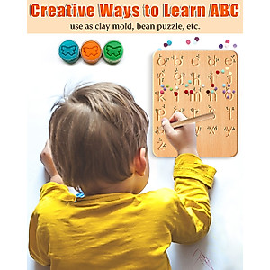 RUIZHUO Wooden Alphabet Tracing Board, Double-Sided Wood Letters Tracing Tool Learning to Write ABC Educational Montessori Toys Game Gift