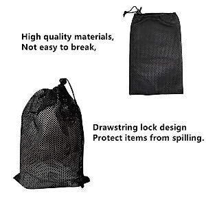 10PCS Nylon Mesh Drawstring Bag With Cord Lock, 8 x 12 Inch Mesh Laundry Drawstring Bag, Nylon Storage Mesh Bags for Balls Beach Toys, Seashell Collecting and Travel (Black)