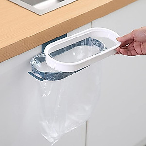 Garbage Bag Holder Trash Bag Hanging Bracket Waste Bin Hanger Organizer for Kitchen Cupboard Door Dark Blue