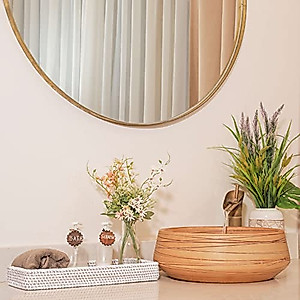 CELEZAR Rattan Toilet Tank Basket Guest Towel Napkin Woven Holder for Serving Organizing Bread Shelves Bathroom Counter Organizers and Storage Decorative Wicker Tray (17 x 6 x 2 inches, White Wash)