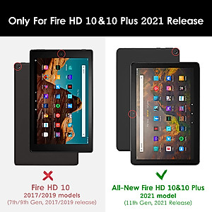 DTTO Case for All-New Fire HD 10 & 10 Plus Tablet (Only Compatible with 11th Generation Tablet, 2021 Release), Slim PU Leather Trifold Stand Cover Hard Back Shell with Auto Sleep/Wake, Spring Green