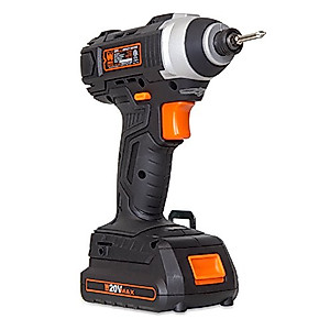 WEN Cordless Impact Driver with 20V Max Battery, Bits, Charger and Carrying Bag (49135)
