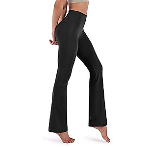 ODODOS Women's High Waisted Boot-Cut Yoga Pants Tummy Control Workout Non See-Through Bootleg Yoga Pants-31 Inseam, Black, X-Large