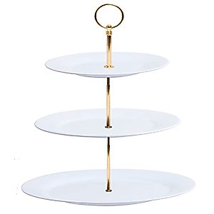 TP 3-Tier Cupcake Stand Melamine Serving Tray Unbreakable Dessert Stand Fruit Candy Display Tower for Wedding Birthday Tea Party and Baby Shower, White