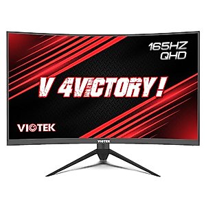 Viotek GNV32DBE 32-Inch Curved Gaming Monitor | 2560x1440p QHD | 165Hz | 120% sRGB | FreeSync/G-Sync | 2X DP, 1x HDMI 2.0 | 3 Years Zero Dead Pixels