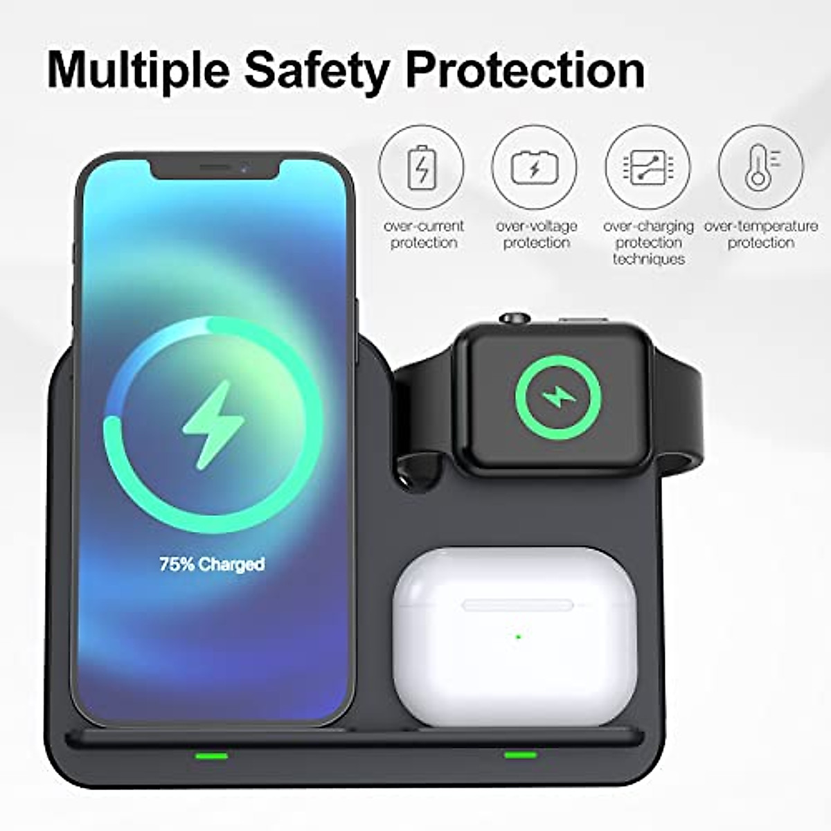 Magnetic Wireless Charging Station, 3 in 1 Wireless Charger Stand for iPhone 13/13 Pro Max/12/12 Pro Max, Charging Stand for AppIe Watch Series 7/6/SE/5/4/3/2, AirPods Pro1/2/3