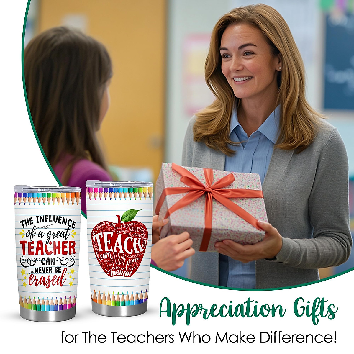 TEEZWONDER Teacher Appreciation Gifts for Women - 20 Oz Stainless Steel Insulated Coffee Tumbler With Lid - Teachers Day Graduation Appreciation Week Birthday Thank You Gifts for Teachers Women