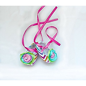 Heidy Berry Baby Girl Shoes Flower Booties Ballerina Rainbow Chevron (3-6 Months)