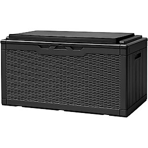 Devoko 100 Gallon Deck Box, Waterproof Outdoor Storage Box with Cushion (Black)