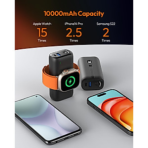 Bilivein Power Bank Portable Charger - 10000mAh Portable Phone Charger 22.5W Fast Charging External Battery Pack with Built-in Cable for Apple Watch Series 8/7/6/Se/5/4, iPhone 14/13/12 Pro Max