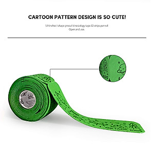 OK TAPE Kid Tape Hypoallergenic Sport Kinesiology Tape Designed for Kid&Teenage Sensitive Skin Precut Tape for Sports Supply，Easy Removal No Harm to Skin, 5.9 Inches 32 Strips 1 Roll, Green