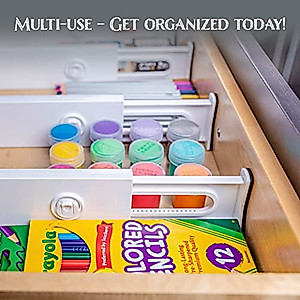 Adjustable Drawer Dividers - Lock in Place, Non-Slip, Expandable Separators, No Tools Required. Great Organizer for Closet, Dresser, Drawer, Office Desk and Kitchen Organization. (4-PACK)