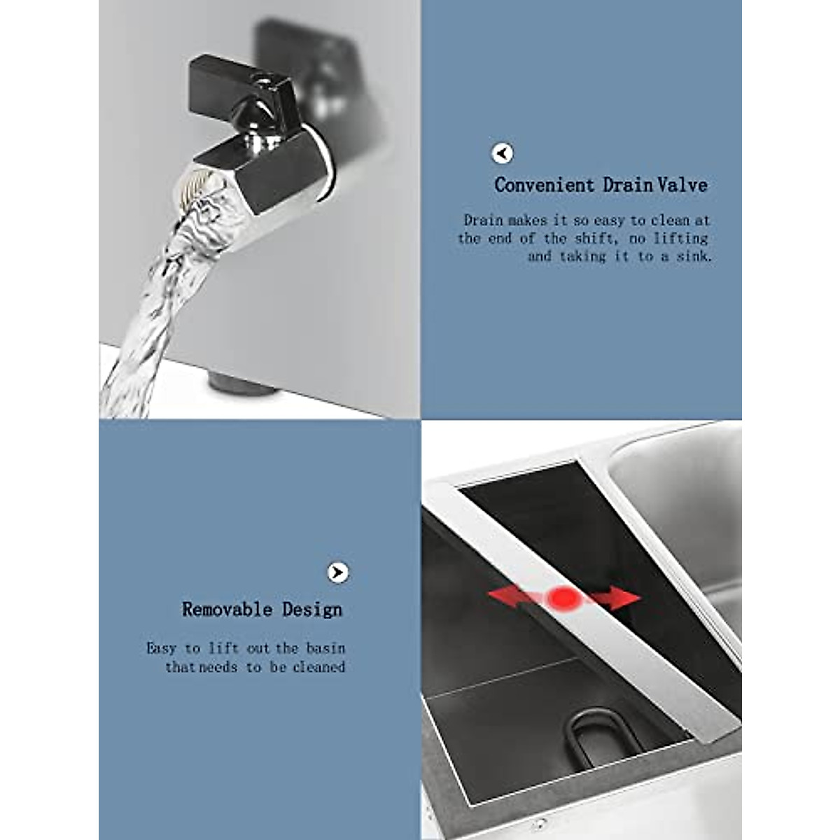 Steam Table Food Warmer 3 Pan,1200w Commercial Countertop Electric Warmers for Food,Stainless Steel Bain Marie Buffet with Lids 21qt Lage Capacity for Hotel and Restaurants