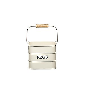 KitchenCraft Living Nostalgia Hanging Metal Peg Tin - Antique Cream