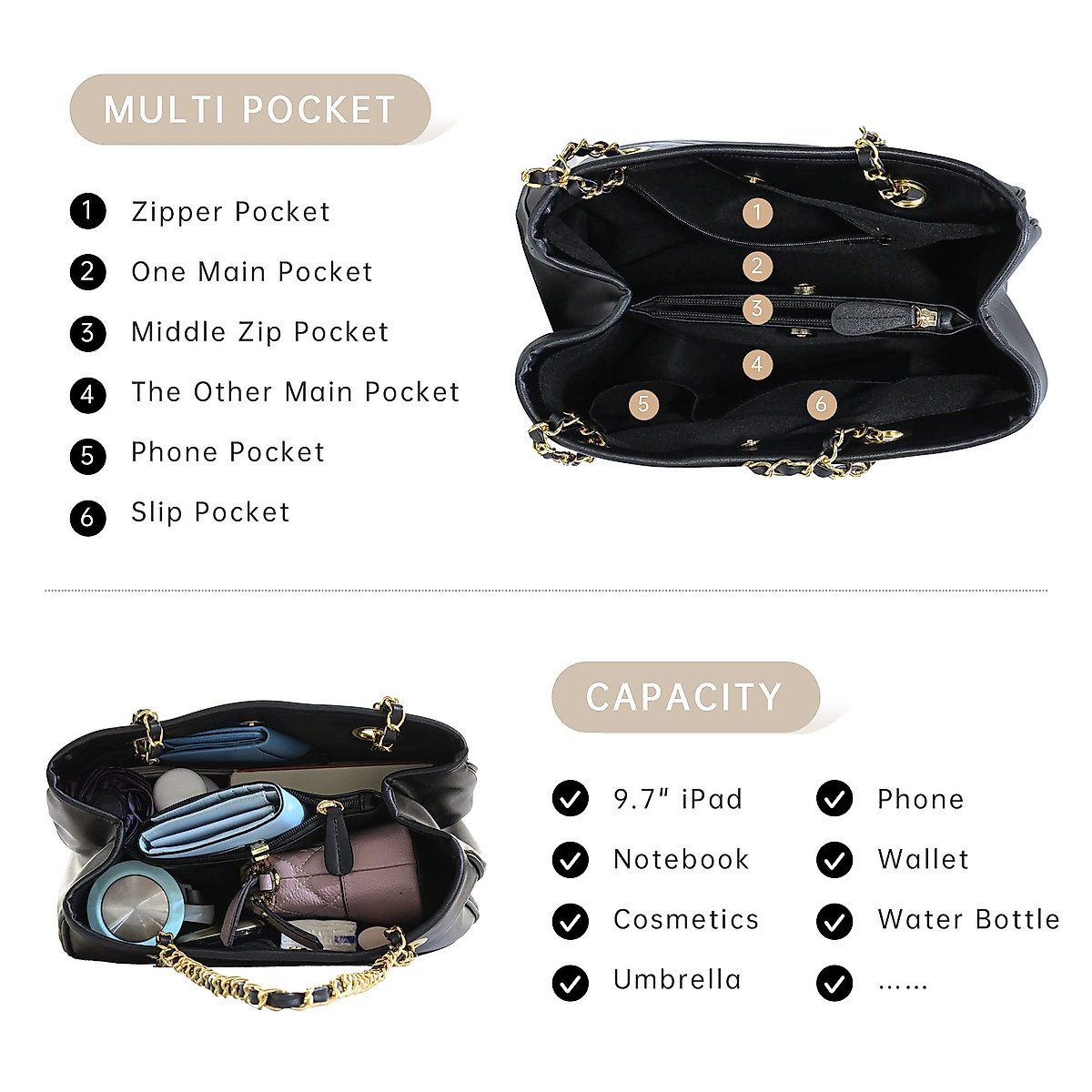 Women's Top Handle Handbag, Shoulder Bag, Ladies Work or Casual Soft PU Leather Handbag and Carry Purse