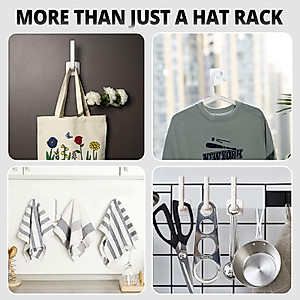 HTVRONT Hat Hooks for Wall 6PCS - Strong Adhesive Hat Rack for Wall for Baseball Caps - Hat Hangers Holder Organizer Storage Space Saving Multi-Function for Wall/Door/Closet