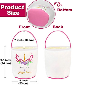 PARTYWIND Easter Baskets for Kids Egg Hunt, Easter Baskets Bag with Handles, Cute Easter Birthday Party Supplies Favors for Boys and Girls (Pink)