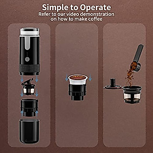 Frossvt Portable Electronic Coffee Maker, Rechargeable Espresso Machine, Mini Car Coffee Make Using Ground Coffee & Espresso Pods for Travel Camping Office Home