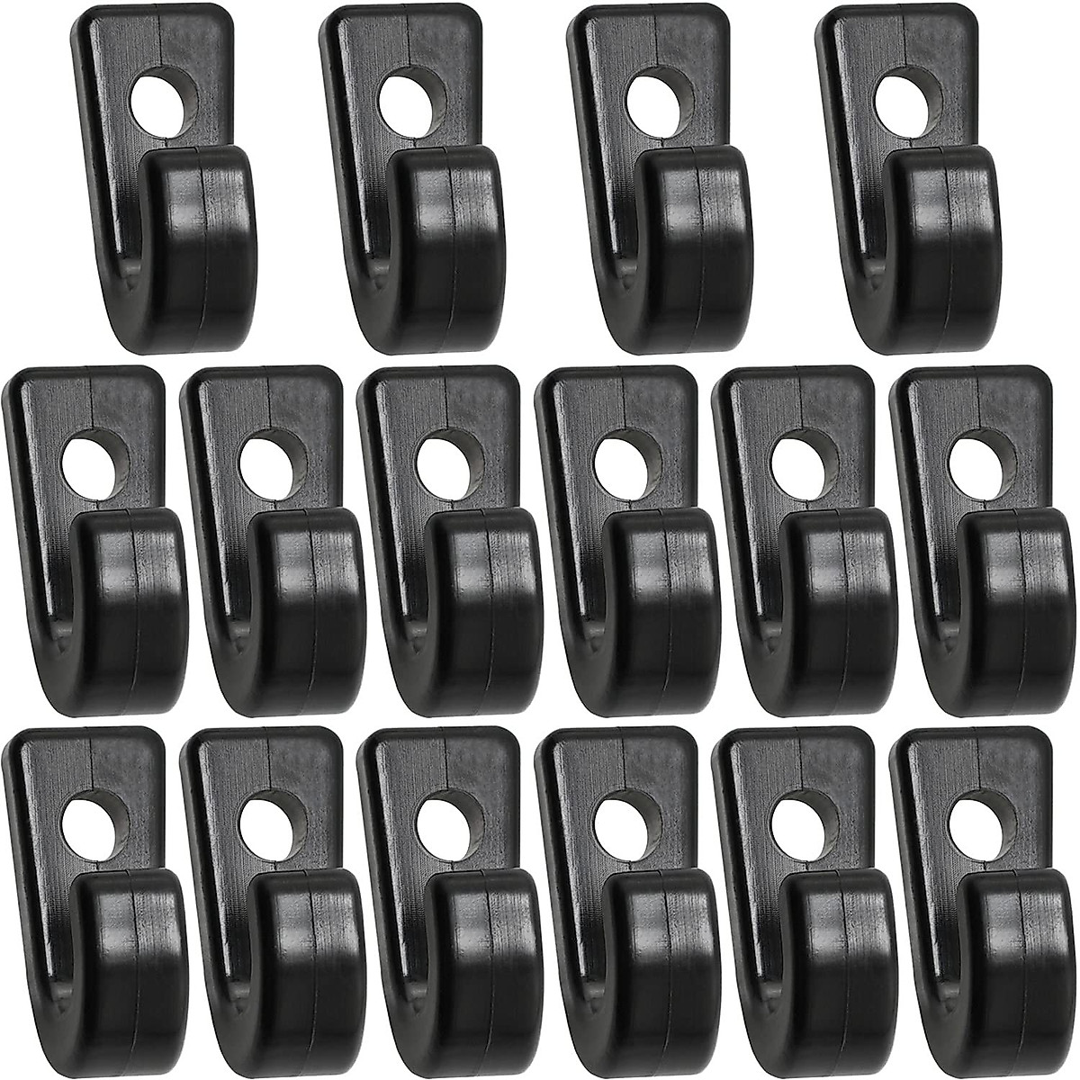 JJHXSM 16pcs J Shape Down Hooks Nylon J-Hooks Lashing Hooks for Kayak Bungee Cord Canoes Boats, Black