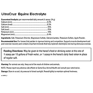 UltraCruz Equine Electrolyte Supplement for Horses, 25 lb, Powder (200 Day Supply), White