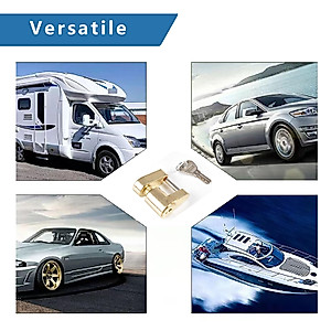 Fogfar 1 PC Auto Trailer Lock, 1/4In in Diameter, Hook Connector Small Trailer Lock for Tow Boat RV Truck Car's Coupler 3/4 in Span (Gold)