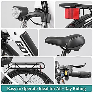 Gotrax Endura 26" Electric Bike with 28 Miles (Pedal-assist1) by 36V Battery, 15.5Mph Power by 250W, 3 Pedal-Assist Levels & Adjustable Seat, 7-Speed & Front Shock Absorber for Adult Bicycle White