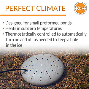 K&H Pet Products Thermo-Pond Perfect Climate Submersible Pond Deicer Gray 8" x 8" 300W, 1 Count (Pack of 1)