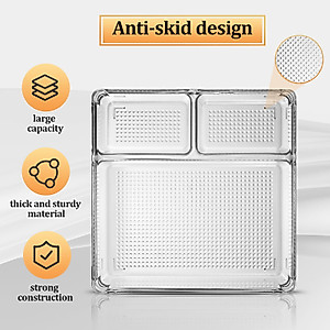 CherHome Drawer Organizer，2PCS Clear Organization and Storage Set，Desk Drawer Organizer Food Snack Organizer，Plastic Organizer Bins for Kitchen Drawer，Bathroom，Makeup and Office(13 X 8.9 X 2.3in)