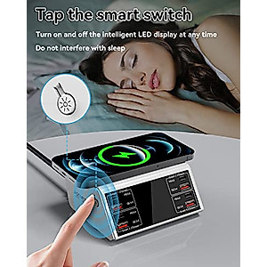USB Charging Station, 100W 8-Port Charging Station for Multiple Devices with 4 QC3.0+4 USB C PD Ports, Wireless Charger, Multi Fast Charging Hub USB C Charging Station for iPhone,Samsung, iPad