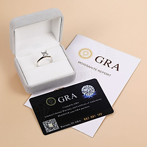 Ladylike Princess Cut Moissanite Engagement Ring for Women, 1ct Sterling Silver Solitaire Engagement Ring, 18K White Gold Plated D Color VVS1 Lab Created Diamond Rings, Size 7