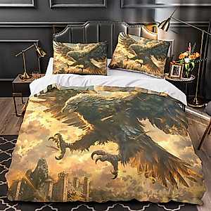 EVMILA Eagle 3D Printed Quilt Cover Duvet Cover Comforter Covers Bedding Set for Childrens and Adults 3 Pieces with Pillowcases Microfiber with Zipper Closure Queen（228x228cm）