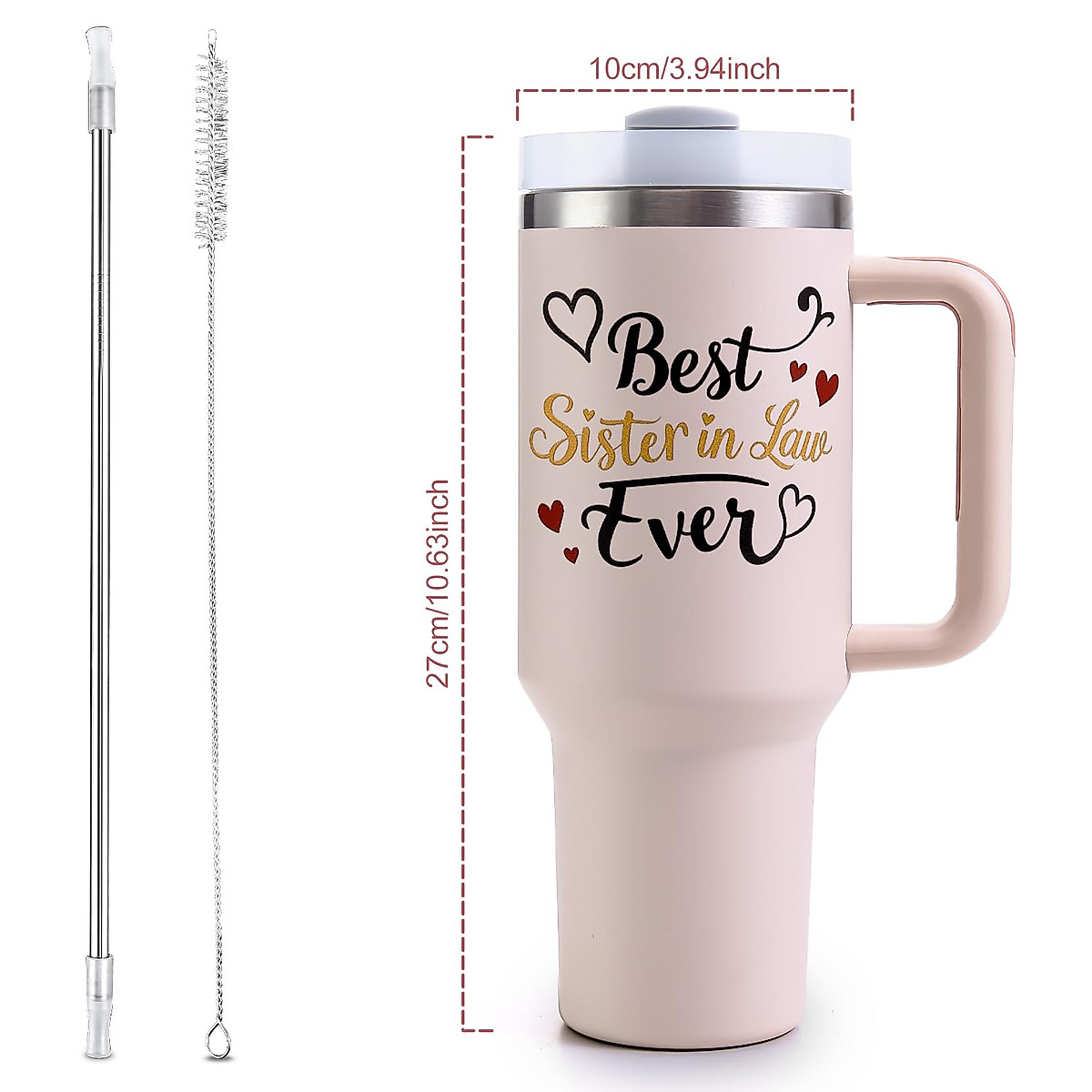 VoziSpace Best Sister-in-Law Tumbler Birthday Gifts for Women, Mother’s Day Stainless Steel Insulated Travel Cup with Lid, Funny Gift for Sister-in-Law