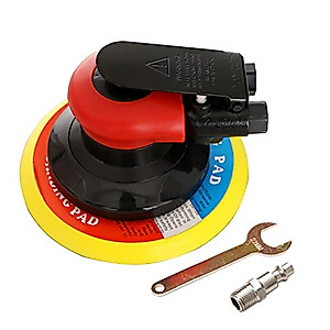 Professional Air Random Orbital Sander, Heavy Duty Dual Action Pneumatic Palm Sander (6 inch, Red)