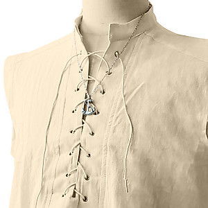 ATTBEA Mens Pirate Renaissance Costume Pirate Shirt Sleeveless Medieval Viking Gothic Celtic Pirate Vest for Men Halloween Costume