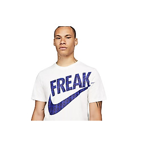 Nike Sportswear Men's T-Shirt (US, Alpha, Small, Regular, Regular, White/Blue)