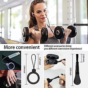 for Sony WF-1000XM4 Case Cover,Woocon 5 in 1 Soft Silicone Protective Accessories Kit Skin Sleeve for Sony WF1000XM4 True Wireless Earbuds Charging Case with Keychain/Anti-Lost Strap/Ring/Brush(Black)